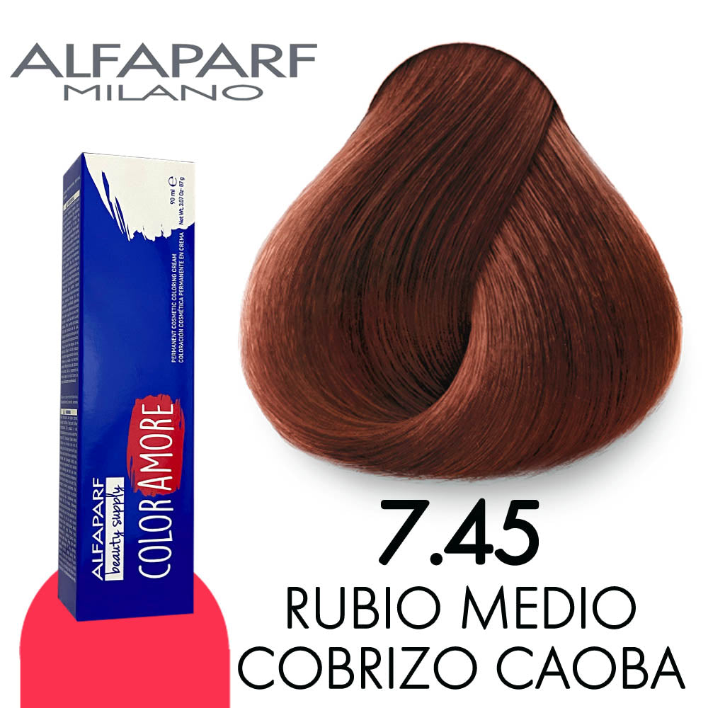 Tinte Para Cabello Alfaparf Color Amore Ca7.45 Rubio Medio Cobrizo Caoba 90 Ml